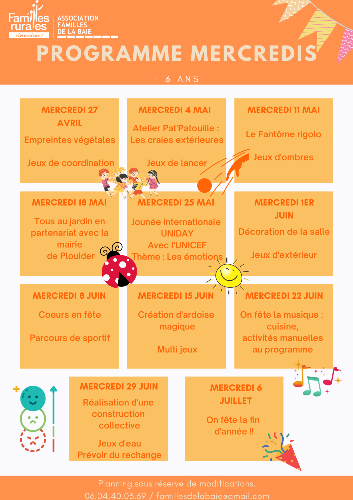 Programmes d'animation MERCREDI -6 ans