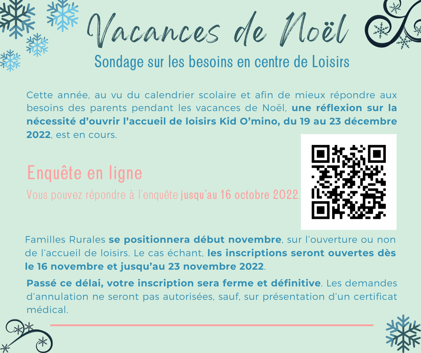 SONDAGE VACANCES DE NOEL