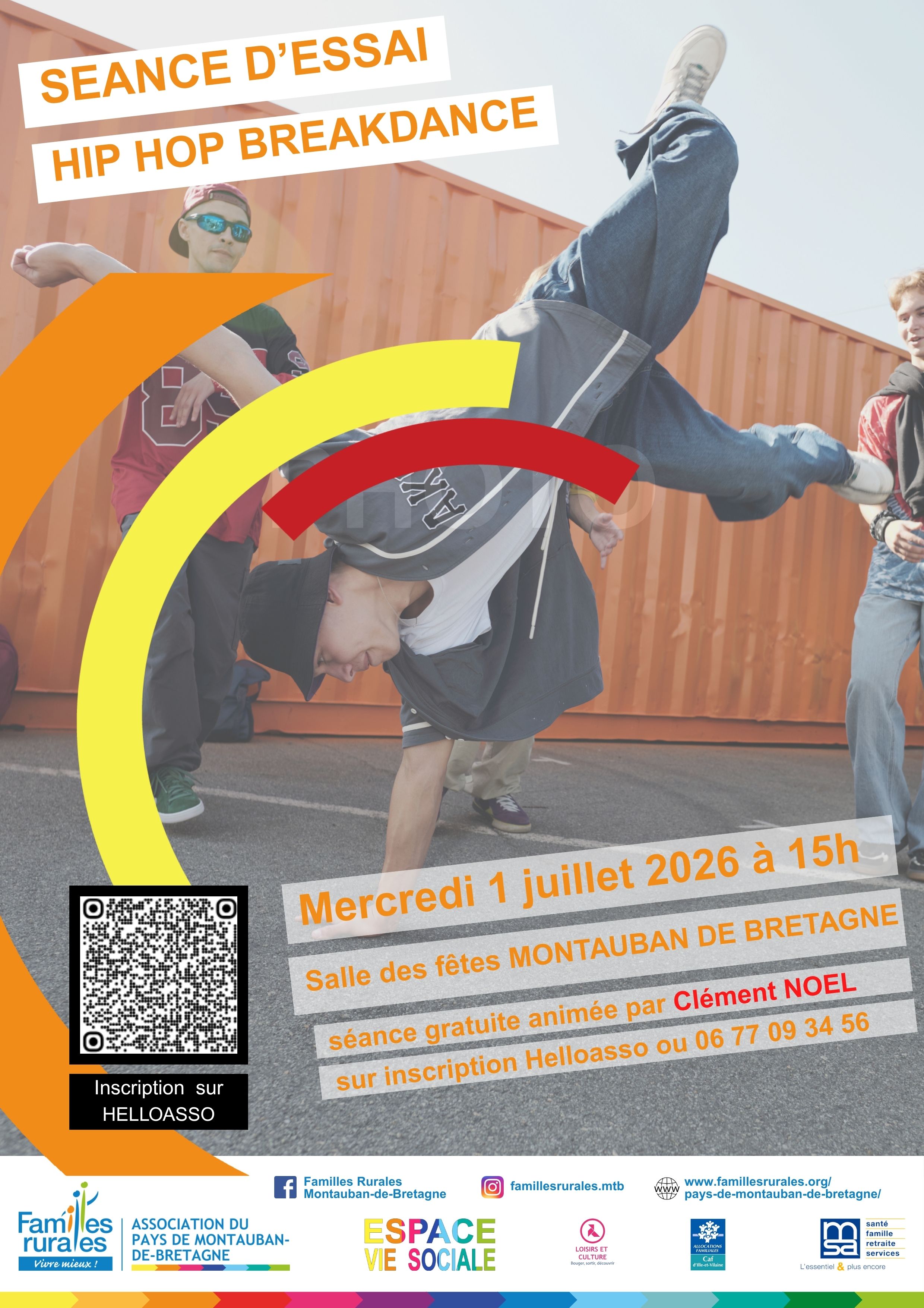 Séance d'essai hip hop breakdance, mercredi 1er juillet 2026
